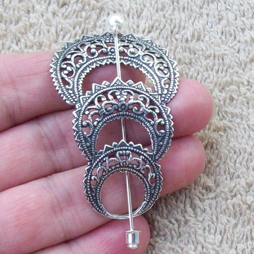Filigree Shawl Pin Silver Shawl Pin Silver Scarf Pin Lapel - Etsy