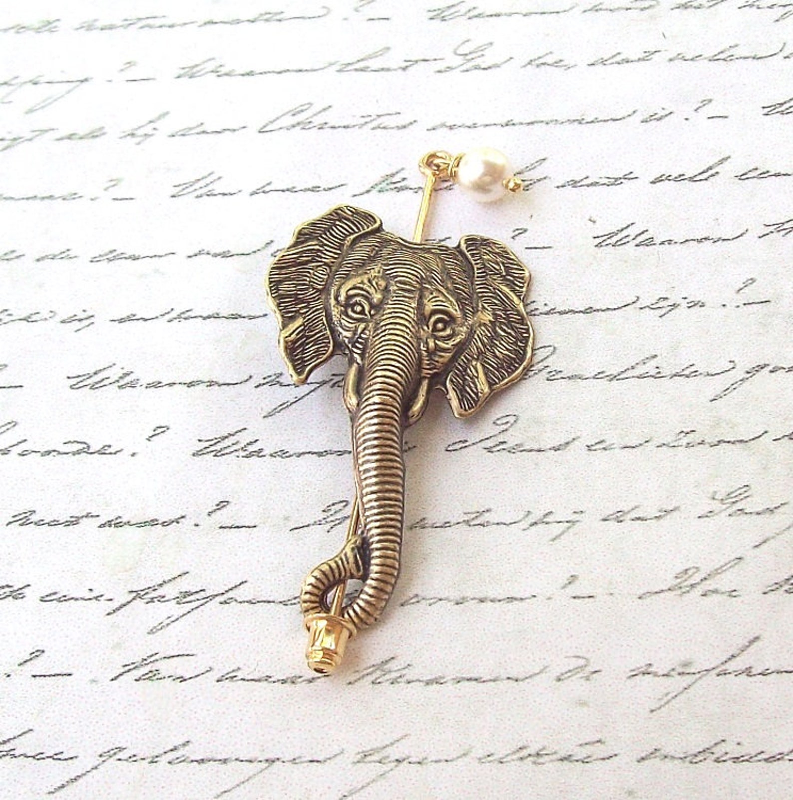 Elephant Shawl Pin, Lapel Pin, Gold Shawl Pin, Animal, Sweater Pin ...