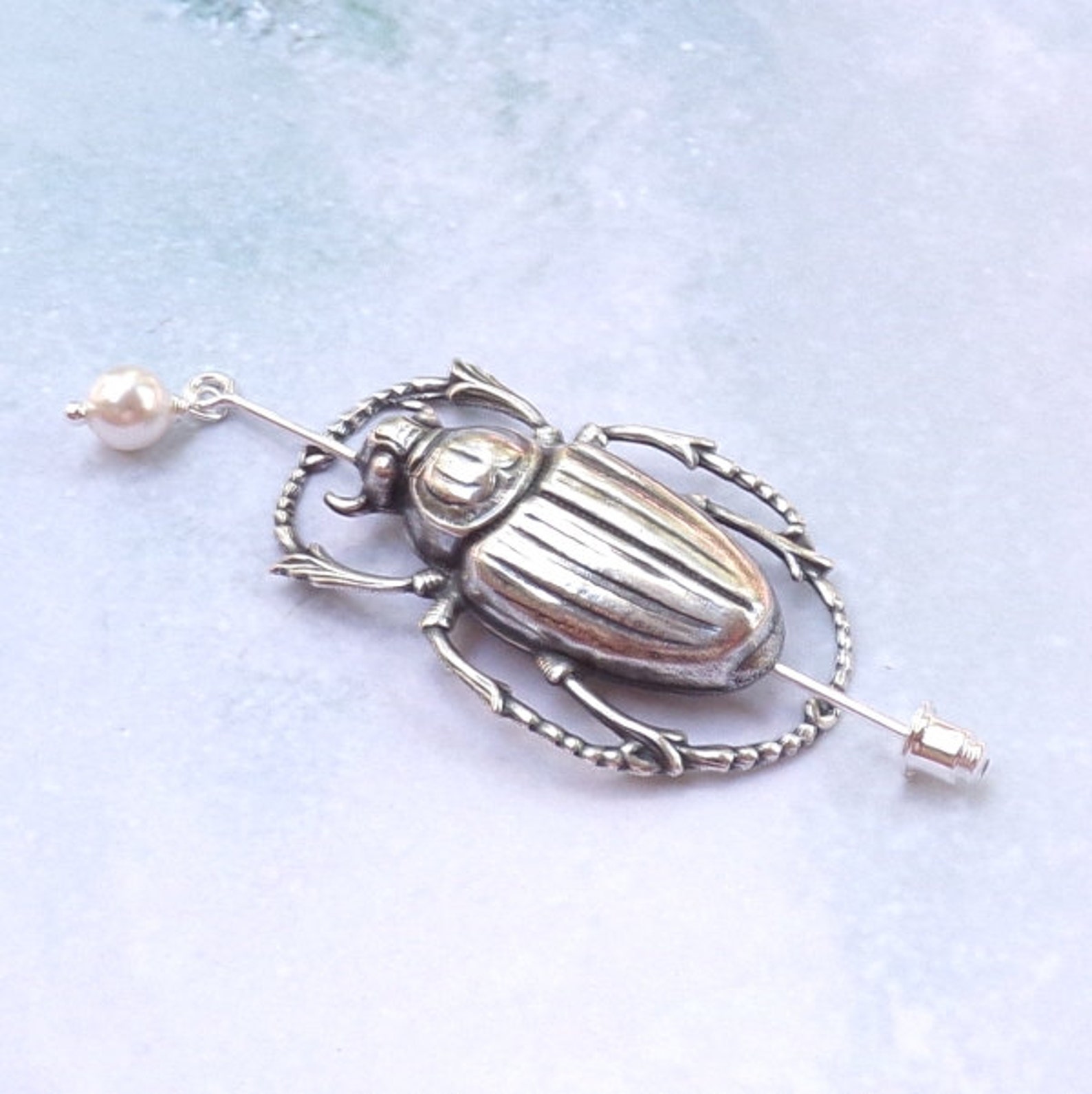 Silver Scarab Shawl Pin, Beetle Lapel Pin, Silver Shawl Pin, Stick Pin ...