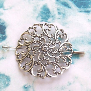 Filigree Shawl Pin, Silver Shawl Pin, Silver Scarf Pin, Lapel Pin ...