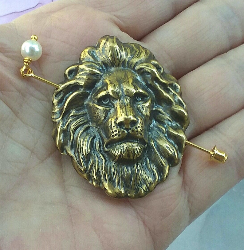 Gold Lion Shawl Pin Lion Scarf Pin Gold Shawl Pin Lion Pin - Etsy