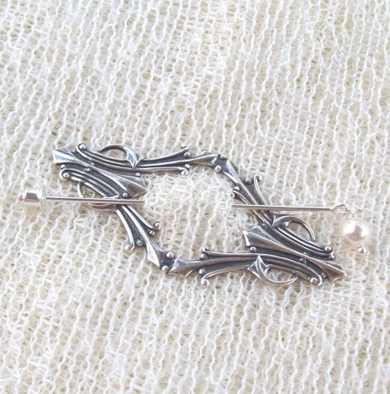 Art Deco Shawl Pin Silver Shawl Pin Silver Scarf Pin | Etsy