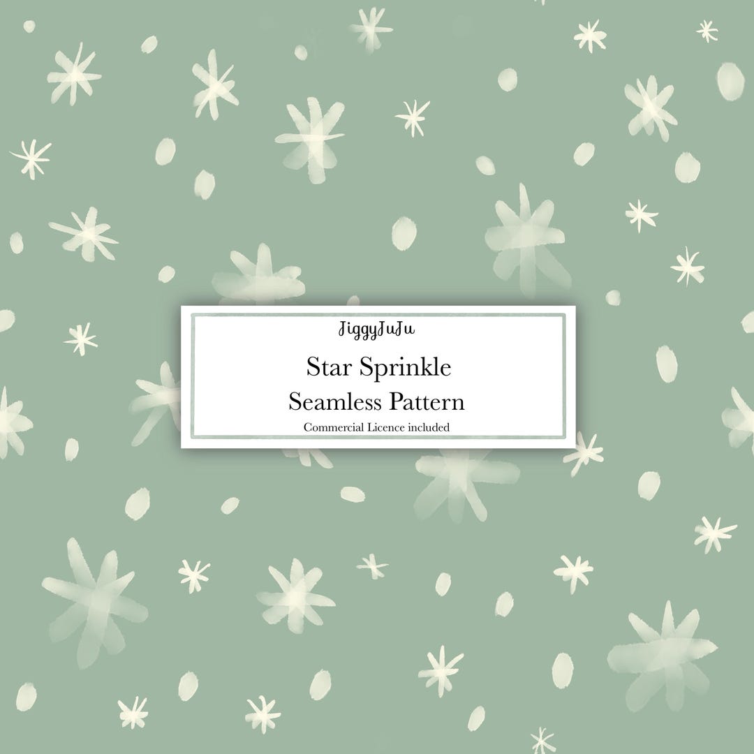 Sage Green Star Sprinkle | Digital Paper | Seamless Pattern ...