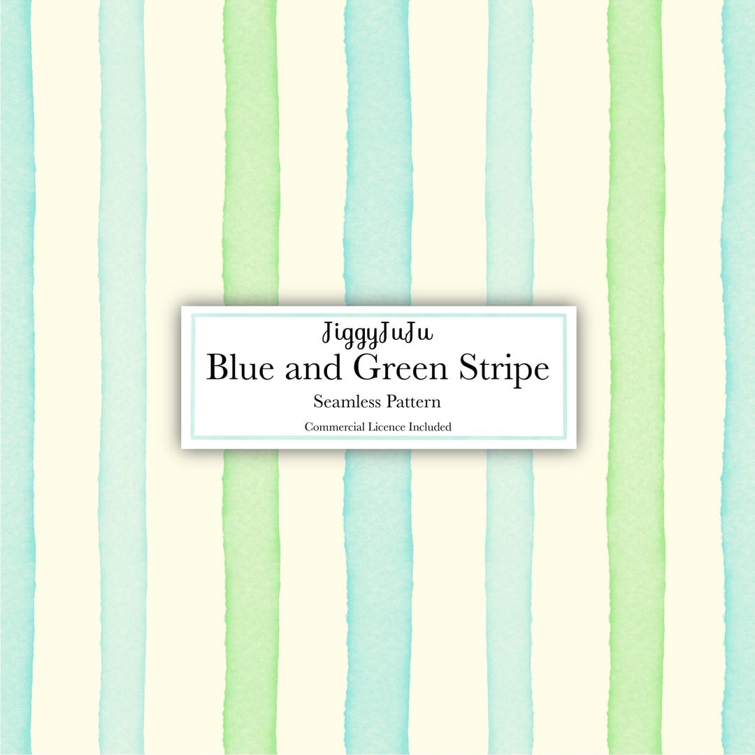 Blue and Green Stripe | Digital Paper | Seamless Pattern | Watercolour ...