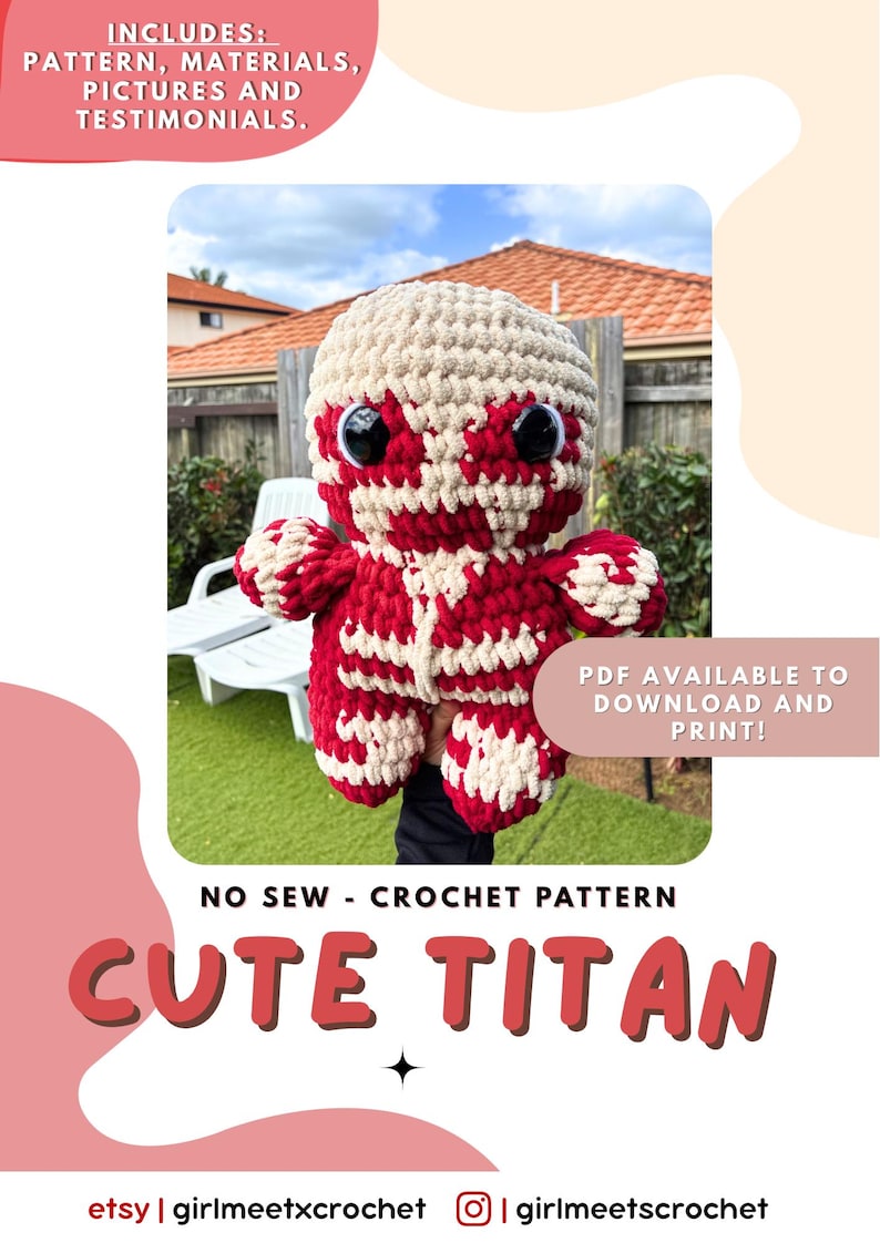 AOT TITAN - Anime Crochet Pattern | No Sew | PDF Download | Amigurumi ...