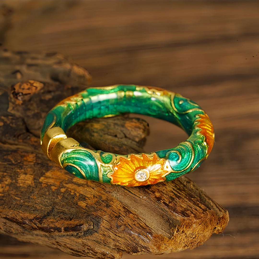 Handmade Vintage Style Jewelry - Van Gogh Sunflower Pattern Gemstone ...