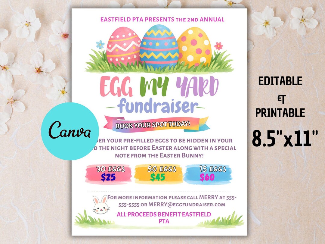 Editable Egg My Yard Flyer: Easter Fundraiser Template (canva, Digital ...