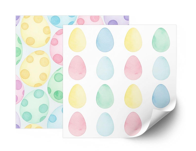 Easter Digital Paper Pack, Watercolor Eggs, Floral Designs (34 Jpgs) - Etsy