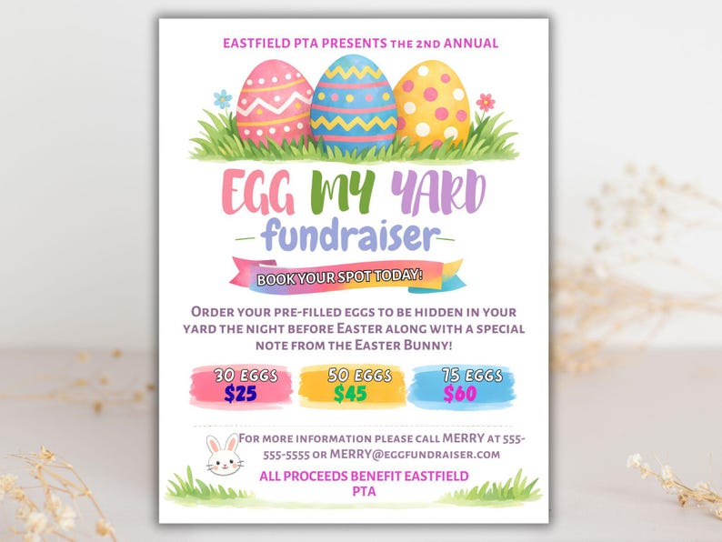 Editable Egg My Yard Flyer: Easter Fundraiser Template (canva, Digital ...