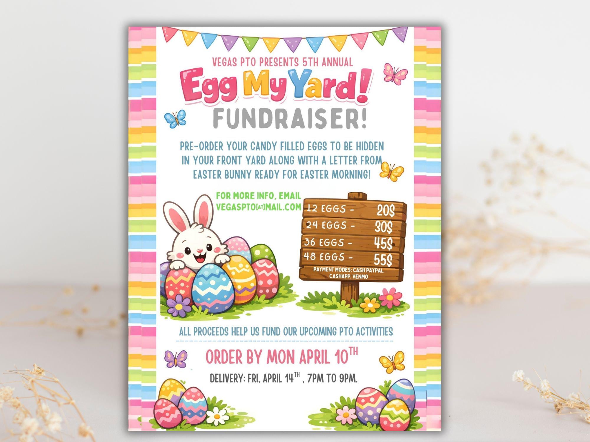 Egg My Yard Fundraiser Flyer, Easter Bunny Letter, Canva Template ...