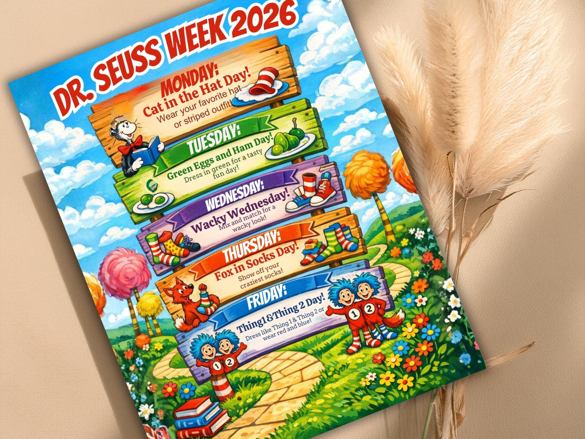 Editable Dr. Seuss Week Flyer, Spirit Week Poster (digital Download) - Etsy