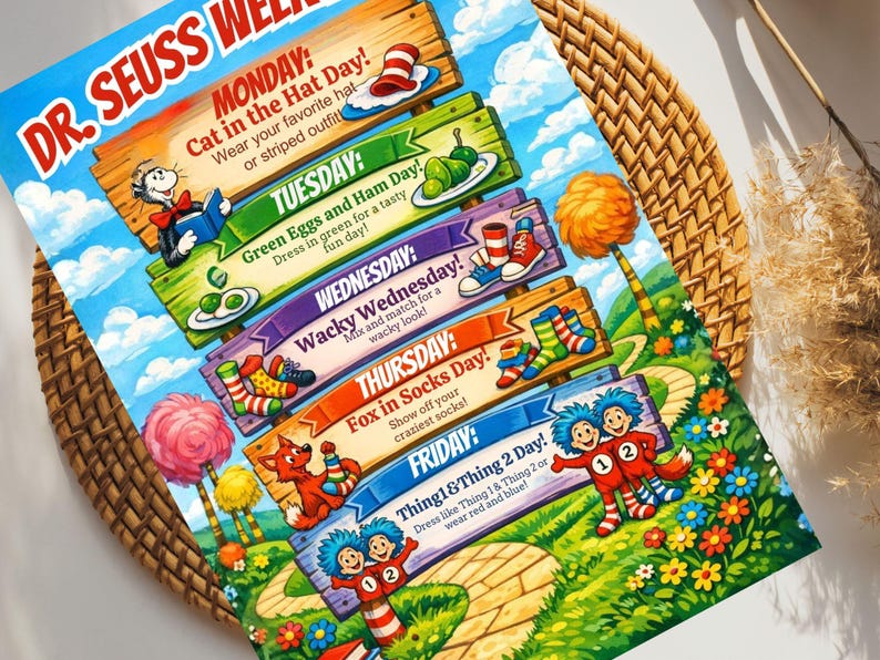 Editable Dr. Seuss Week Flyer, Spirit Week Poster (digital Download) - Etsy