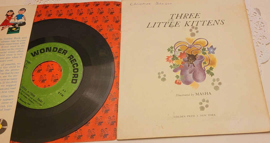 Vintage Little Golden Book With Record 1970s Three Little Kittens - Etsy