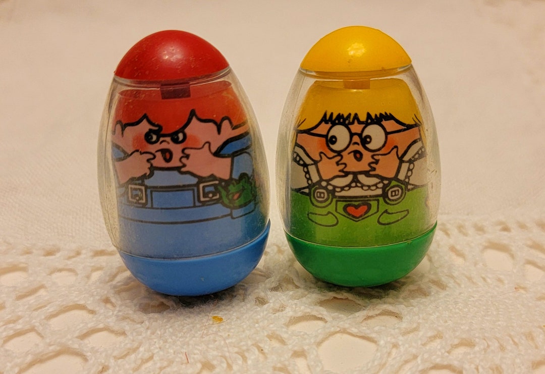 Vintage 1970s Haunted House Weeble Wobbles Scared Boy Girl by Hasbro ...