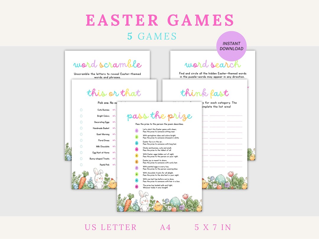 Printable Easter Games Bundle, Pass the Prize Game, Pass the Present ...