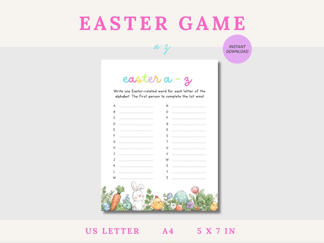 Easter A-Z Game, Easter Word Games, A-Z Printable Icebreaker Game, A-Z ...