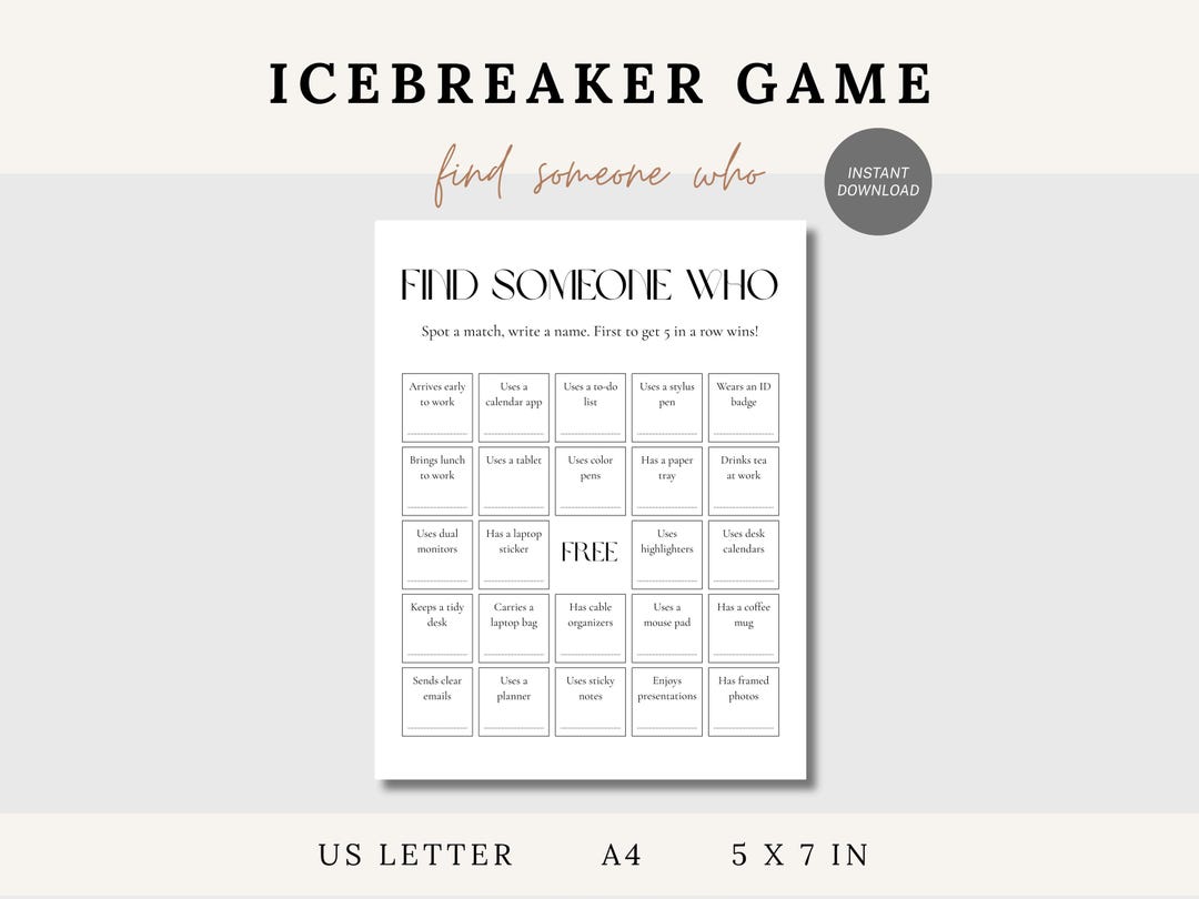 Find Someone Who Icebreaker Game Team Building Game Fun Office Games ...