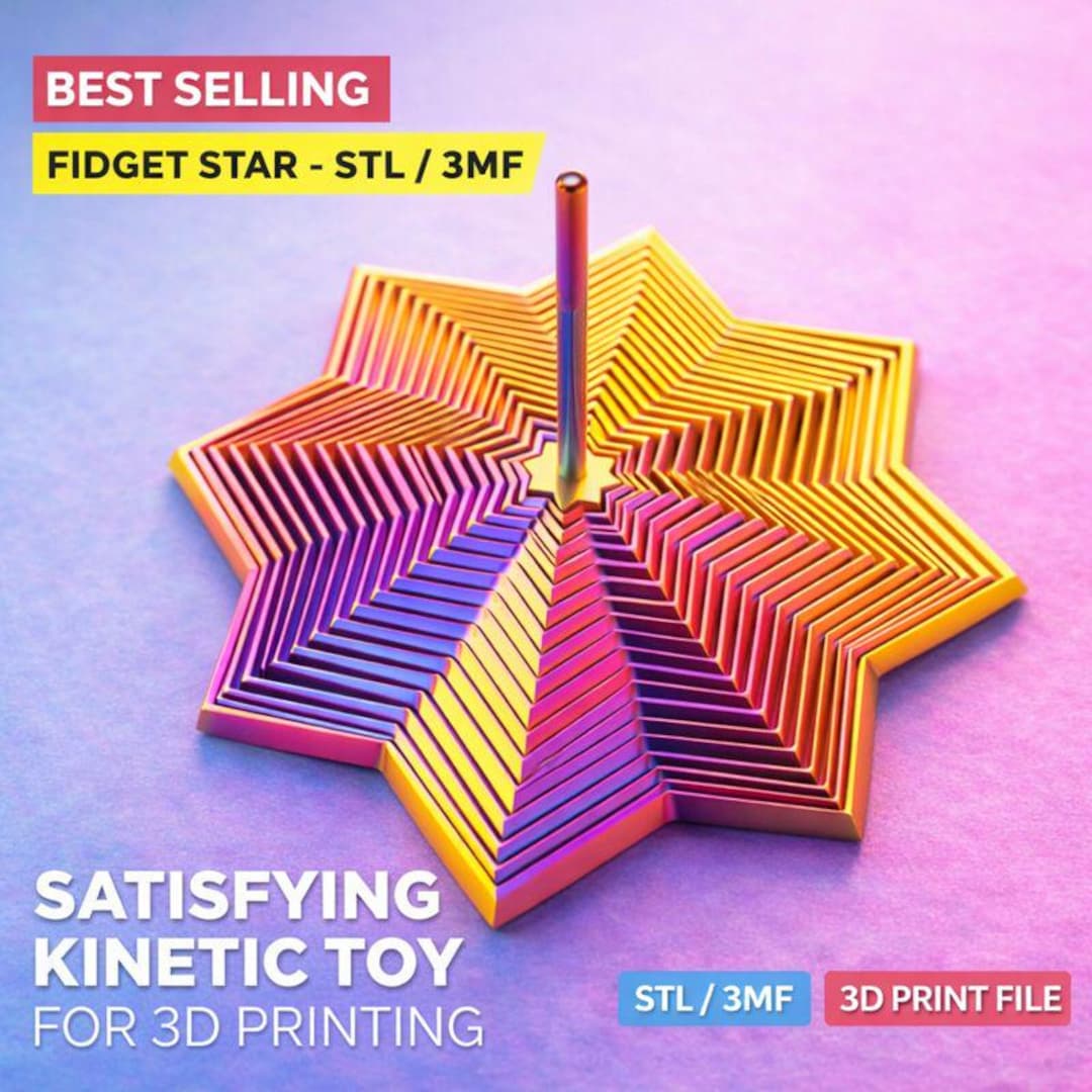 Fidget Star Spinner STL 3MF | Satisfying Kinetic Toy | Best 3D Print ...
