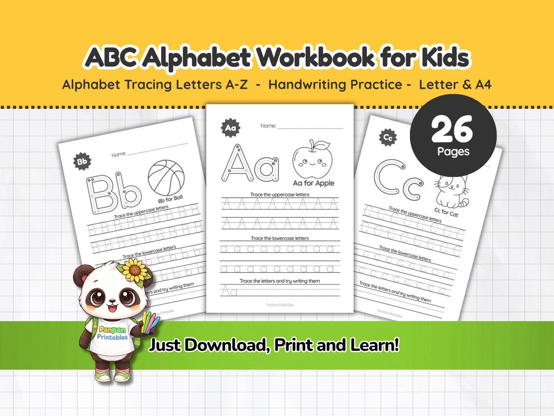 ABC Alphabet Workbook for Kids, Letter Tracing A–Z, Preschool ...