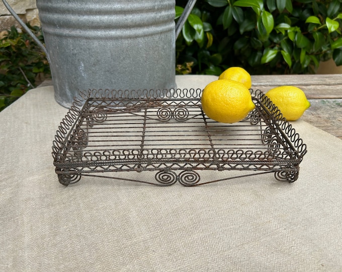 Vintage Wire Tray From France, Rare 1800s Antique French Wirework Tray ...