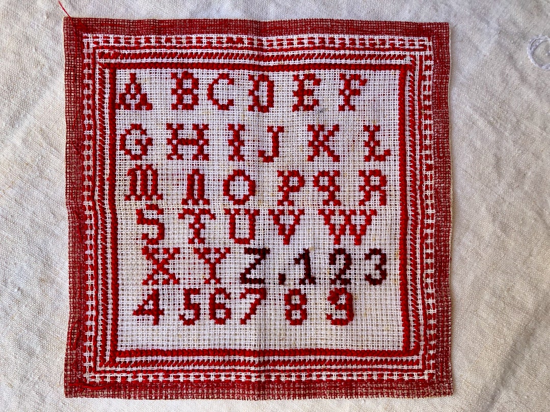 Antique Sampler France, Redwork Turkey Red Embroidery, Vintage ...