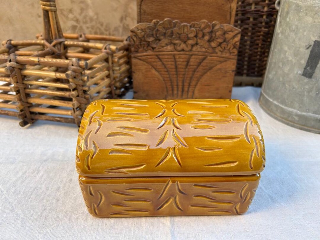 French Vallauris Pottery Earthenware Box With Lid, Antique French ...