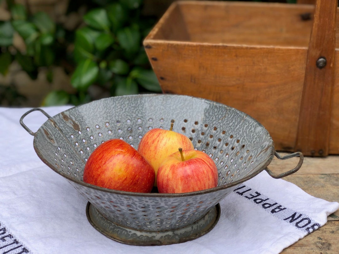 Vintage Enamel Colander, 1920s, Antique Graniteware Colander Bowl ...