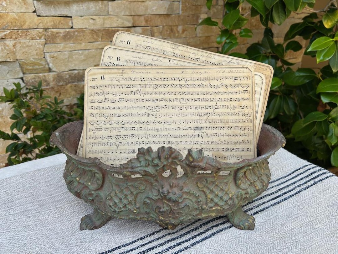 French Sheet Music Cards, Set of 3, Handwritten Music, Vintage Band ...