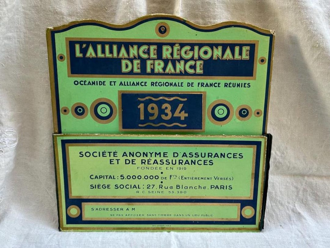 Vintage French Advertising Sign, 1934 Art Deco Calendar, Tear off Pages ...