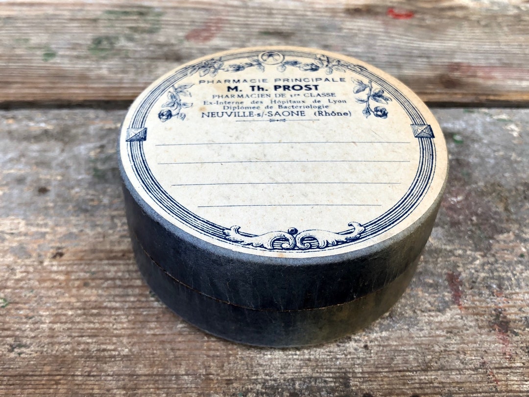 Vintage Pillbox Jar, French Pharmacy Box, French Cardboard Pill Box ...