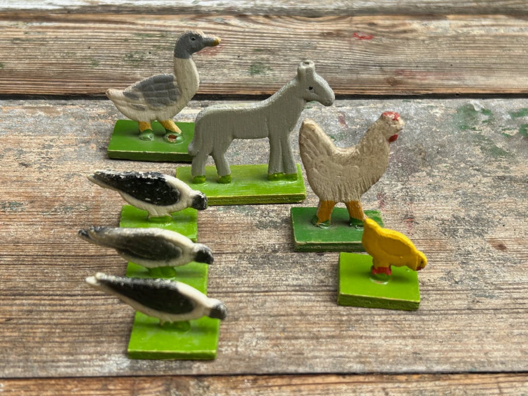 German Putz Nativity Animals, 7 Antique Erzgebirge Christmas Farm ...