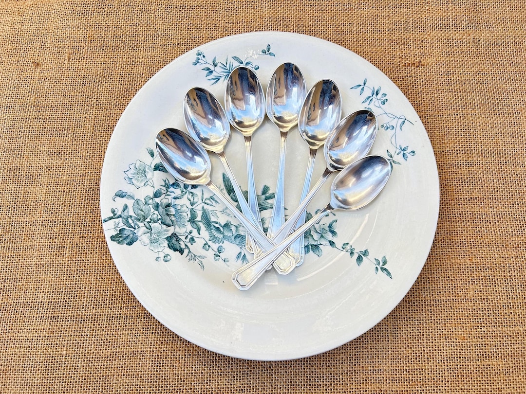 French Spoons - 7 Alfenide Christofle Silver Plated Dessert or Coffee ...