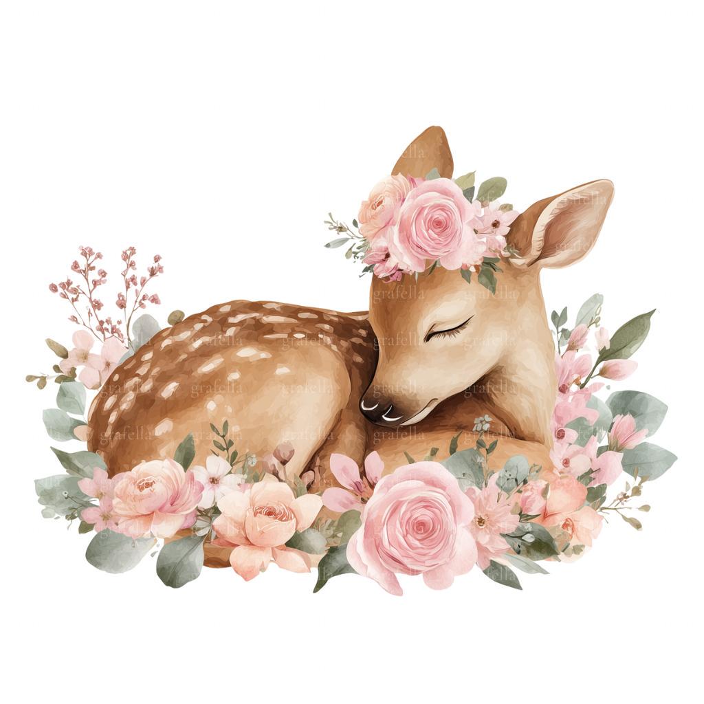 8 Deer Clipart, Little Deer Baby Shower Clipart, Watercolor Deer ...