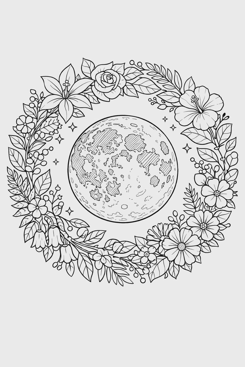 Mystical Moon Coloring Book for Adults | Celestial Lunar Phases, Witchy ...