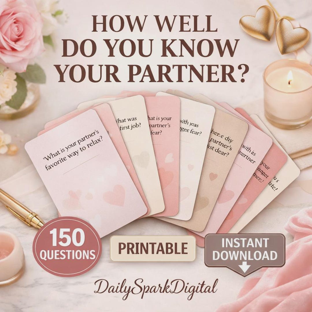 Couple Quiz Cards – 150 Fun Date Night Questions, Romantic Couples Game ...