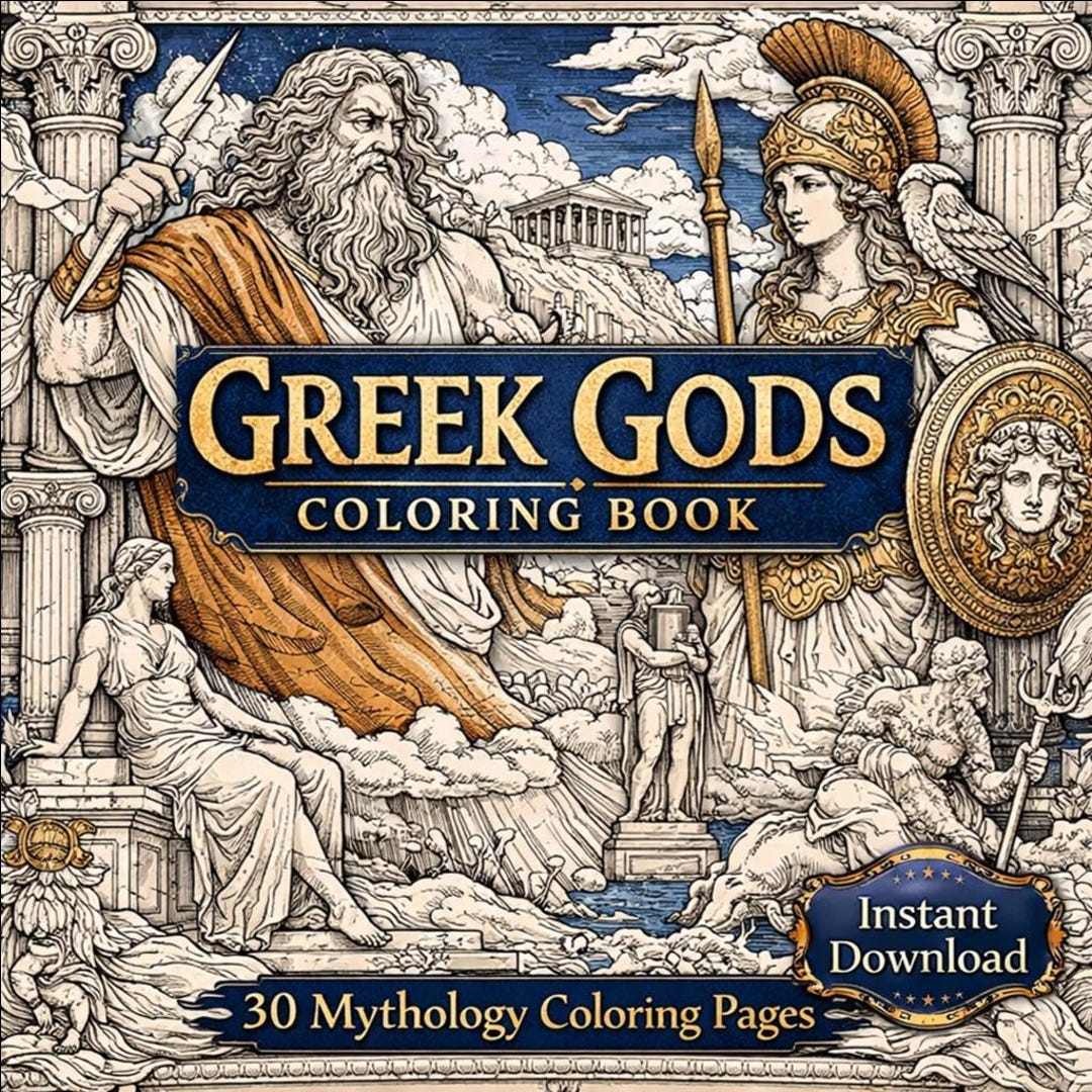 Greek Gods Coloring Book – 30 Mythology Pages, Printable PDF for Adults ...