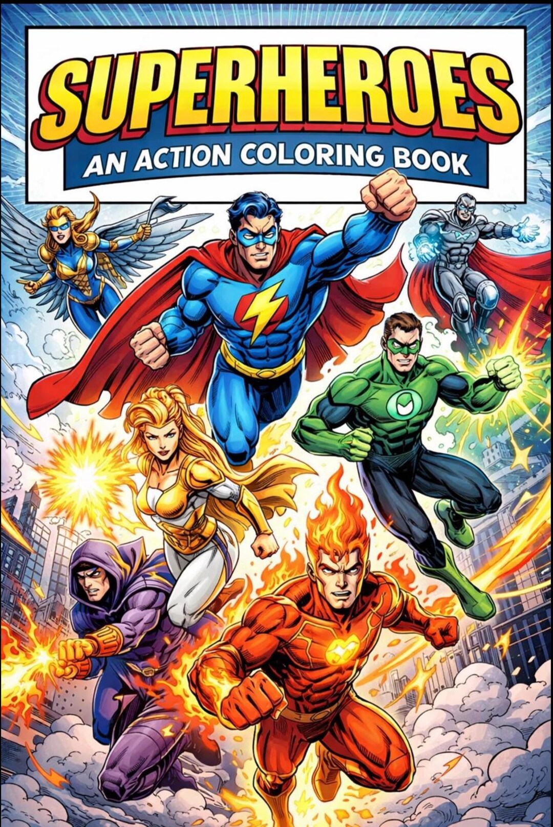Comic Style Superhero Coloring Book – Printable PDF for Kids and Adults ...