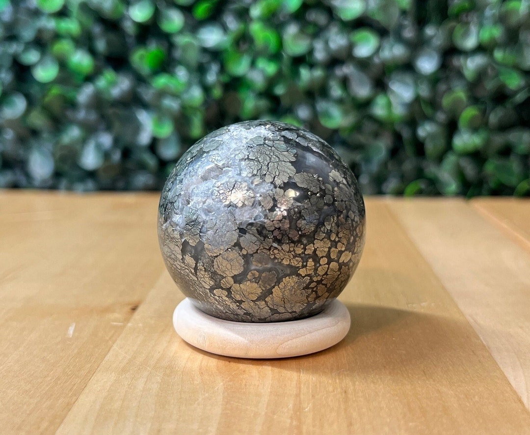 Beautiful Pyrite Agate Crystal Sphere Marcasite Agate Indonesia ...