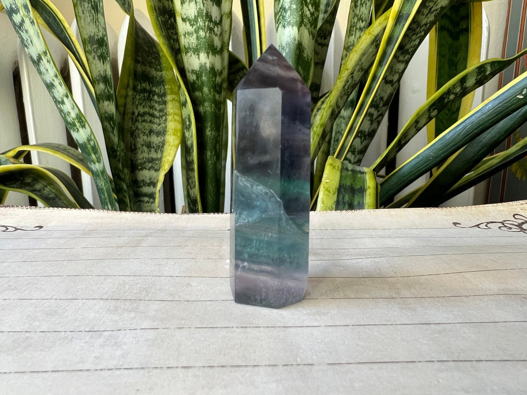 Rainbow Fluorite Point Tower Lines Linear - Etsy