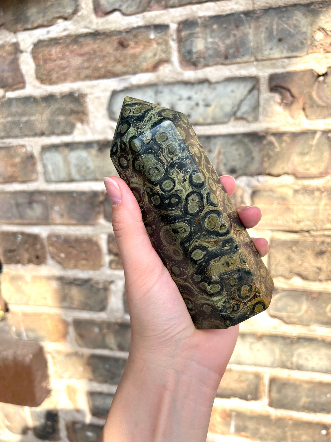 Large Kambaba Jasper Point Tower Wand 6 Inches Carved Specimen Fossil ...