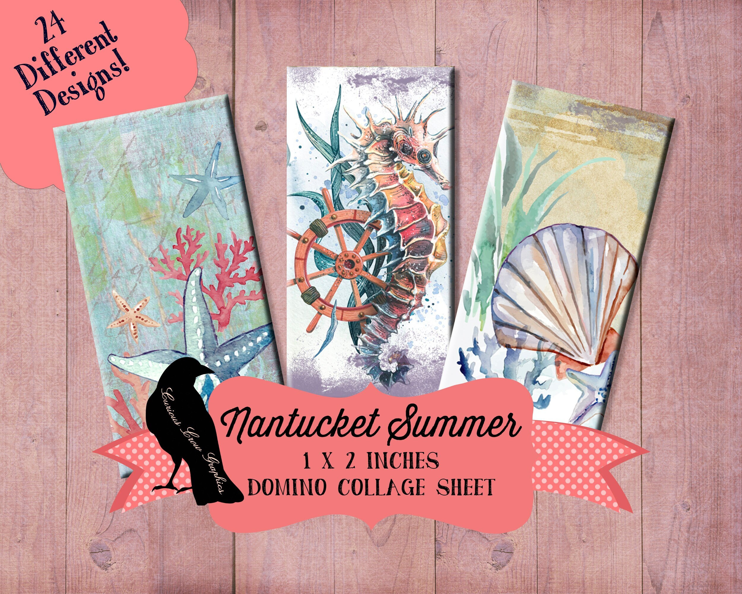 Nautical Beach Sea Life 1 X 2 Inch Domino Digital Collage Sheet ...