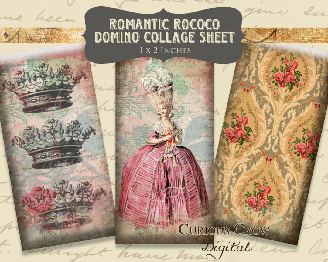 Romantic Rococo 1 X 2 Inch Domino Digital Collage Sheet - INSTANT ...