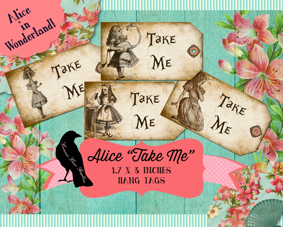 Take Me Alice in Wonderland Characters Hang Tags Digital Collage Sheet ...