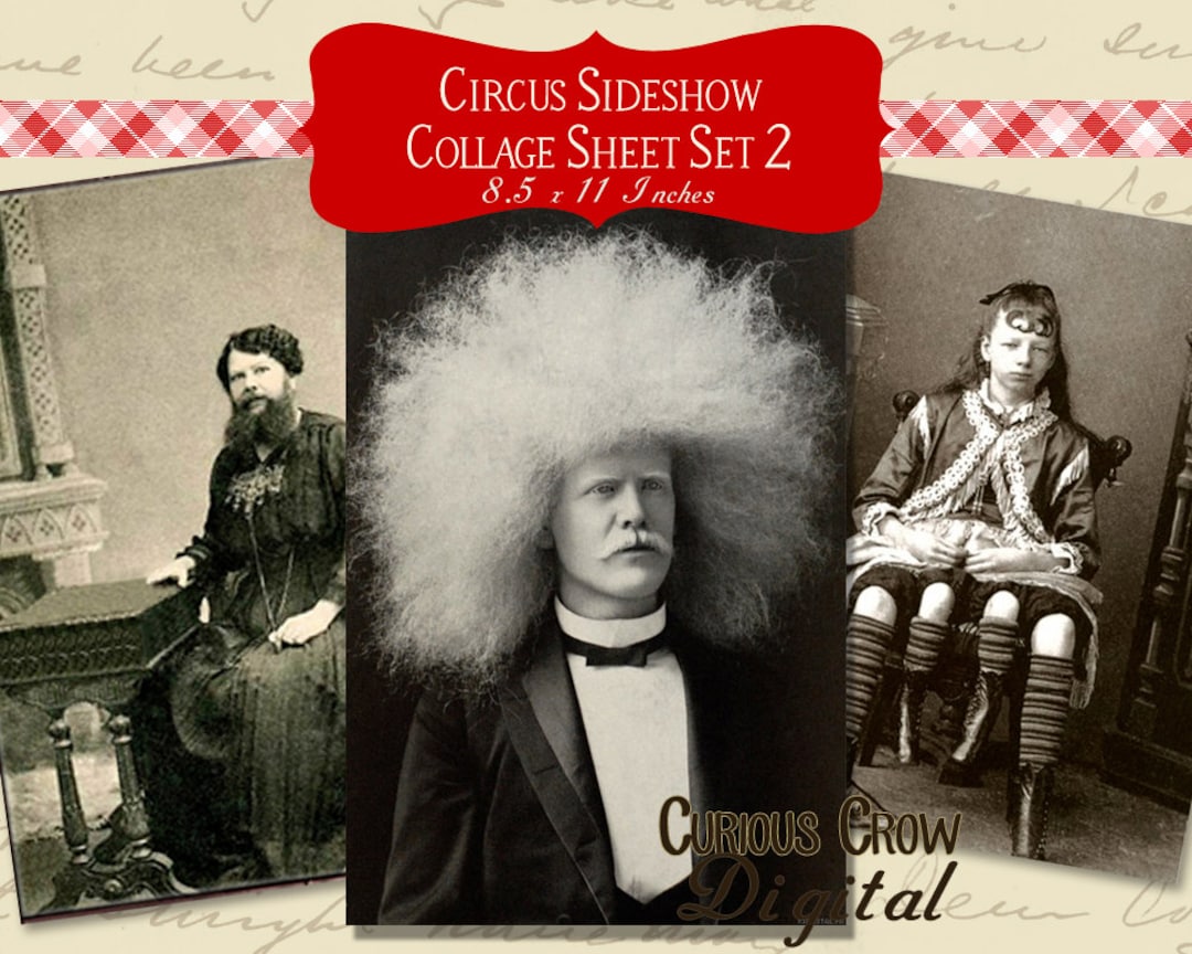 Vintage Circus Sideshow Freaks Digital Collage Sheet - (set 2) INSTANT ...