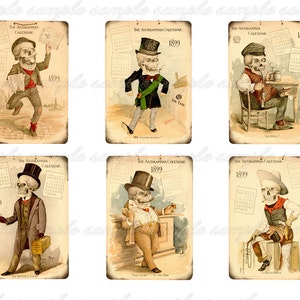 Skeleton Calendar From 1899 Digital Collage Sheet INSTANT Printable ...
