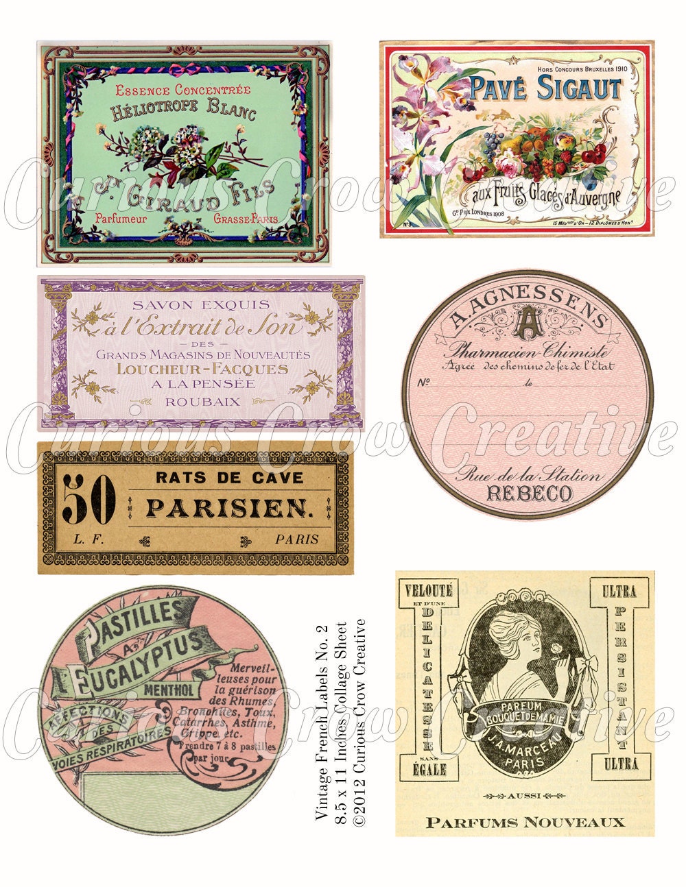 Vintage French Labels No. 2 Digital Collage Sheet - Digital DIY ...