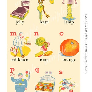 Vintage Alphabet Flash Cards Digital Collage Sheets - INSTANT Printable ...