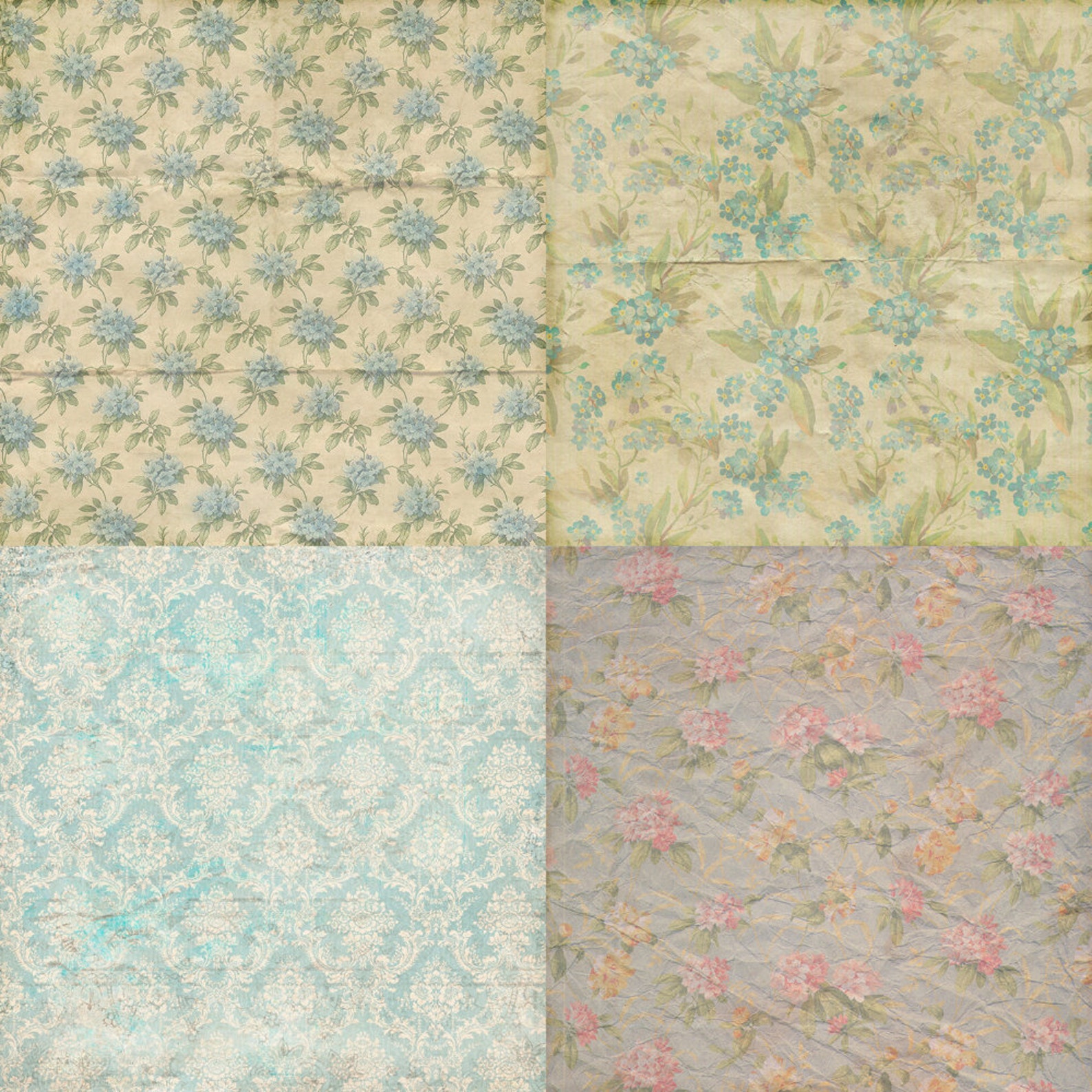 Vintage Wallpaper 6 X 6 Inch Digital Paper Pack INSTANT - Etsy