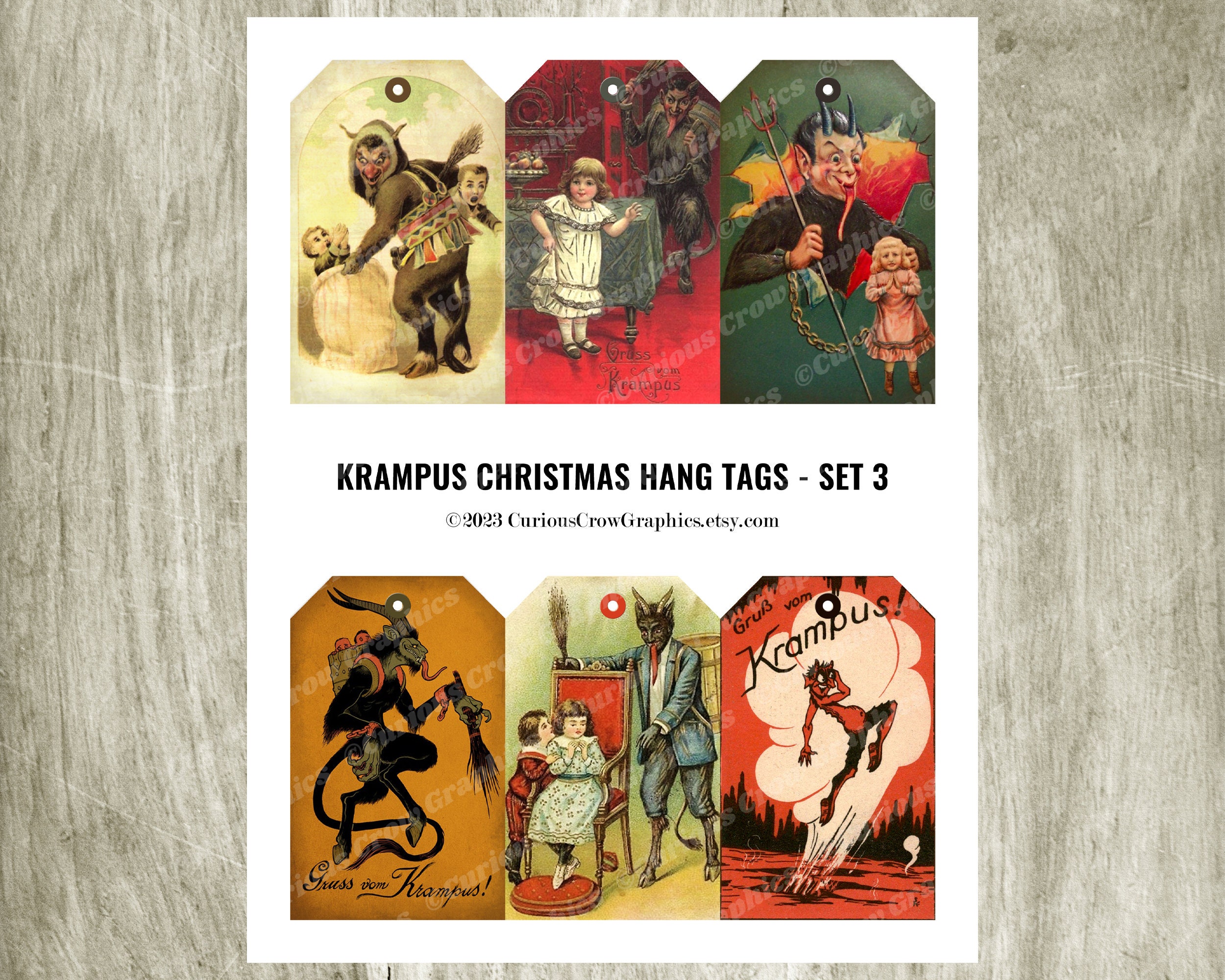Krampus Christmas Gift Tags Set 3 Digital Collage Sheet 2.5 X - Etsy