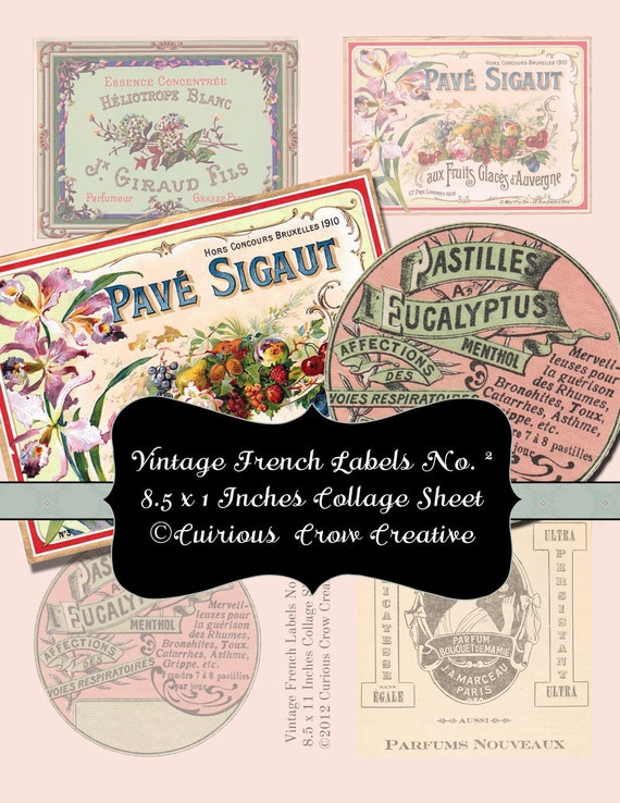 Vintage French Labels No. 2 Digital Collage Sheet Digital | Etsy